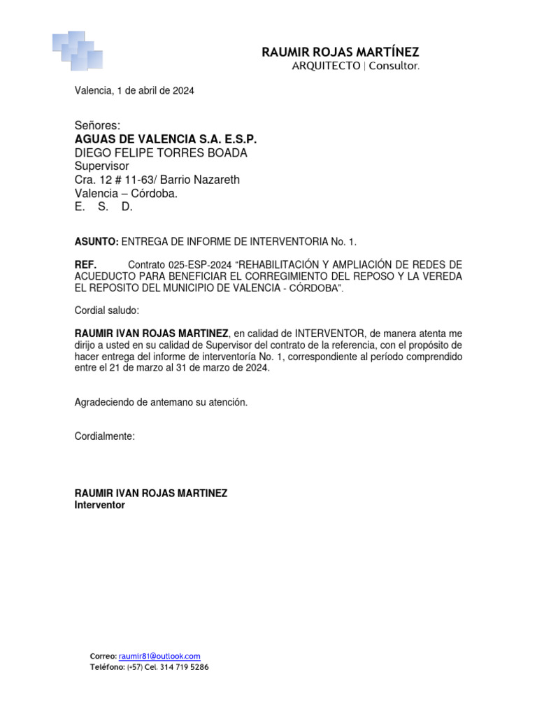 Informe de Interventoria 1.1 | PDF | Póliza de seguros | Seguridad y ...