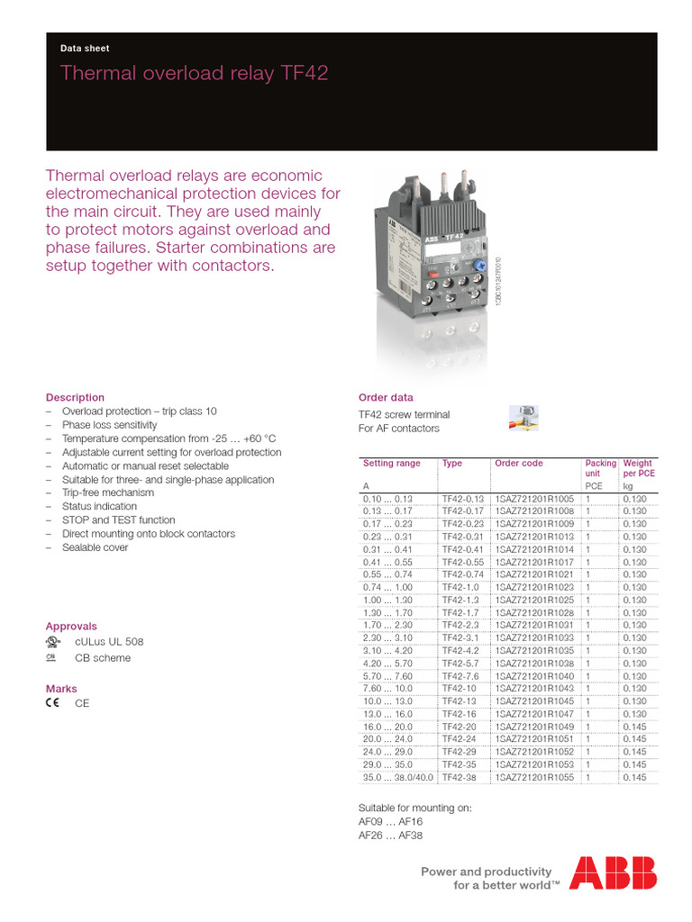 Rele TF42 | PDF | Relay | Fuse (Electrical)