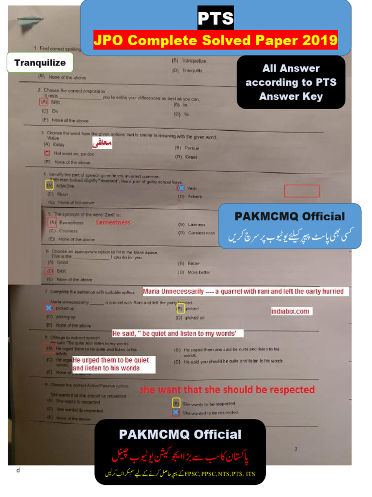 JPO Complete Paper With Right Ans by PakMcqs Official | PDF | Technology & Engineering