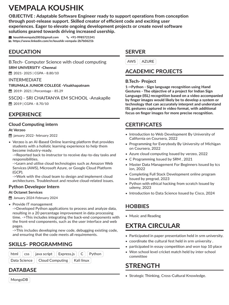 Koushik Resume | PDF | Cloud Computing | Microsoft Azure