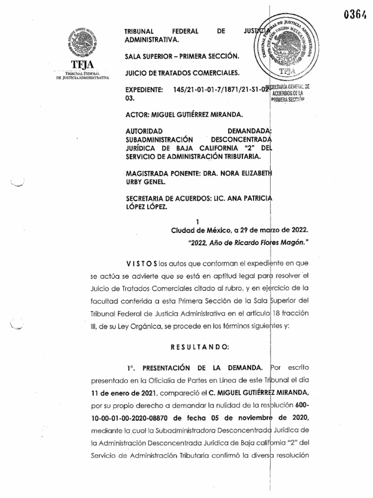 Sentencia Que Resuelve Juicio de Nulidad | PDF