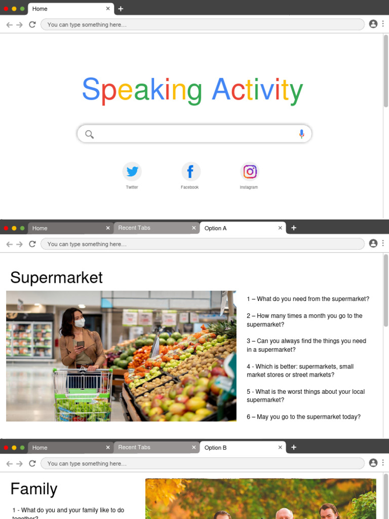 Atividade de Speaking - Google Set | PDF | Language Arts & Discipline ...
