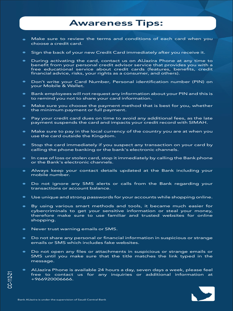 CC-112 A-Credit Card Awareness Tips DL-FA-LR | PDF | Credit Card | Banks