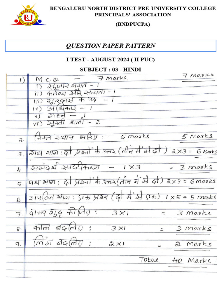 03 - HINDI ( II PUC ) | PDF