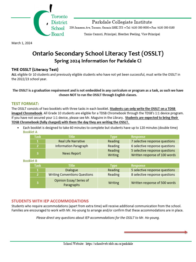 Pci Osslt Memo Spring 2024 | PDF | Schools