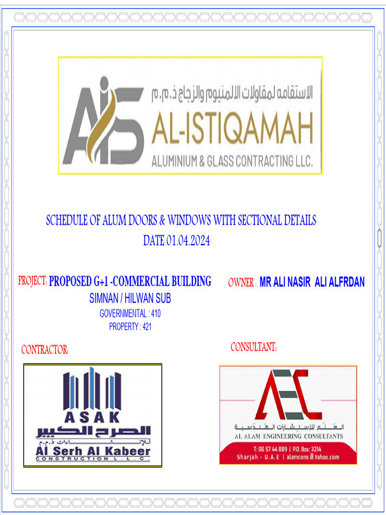 Aluminium Shop Drawing Building (G+1) - Simnan - Plot 421 | PDF ...