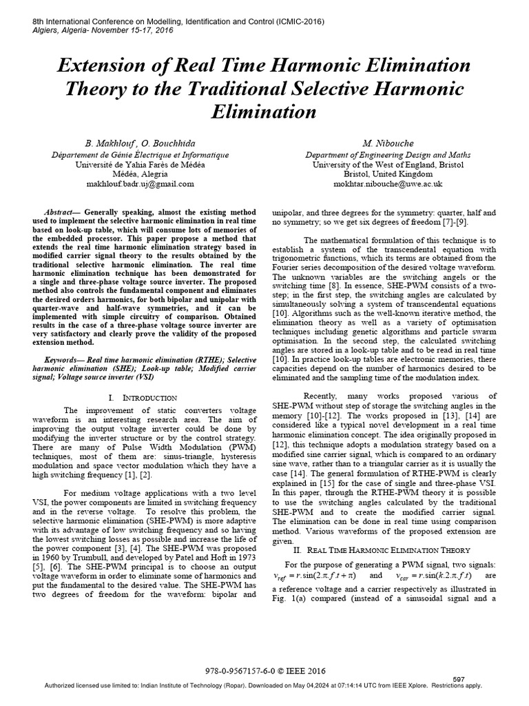 Real-Time Harmonic Elimination Method | PDF | Power Inverter | Computer ...