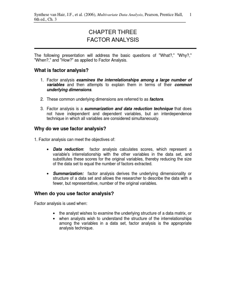 Chapter Three Factor Analysis | PDF | Factor Analysis | Correlation And ...