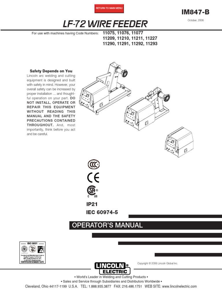 LF72 Operators Manual | PDF | Welding | Construction