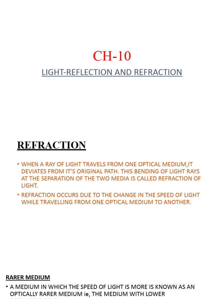 CH 10 Physics | PDF | Refraction | Refractive Index