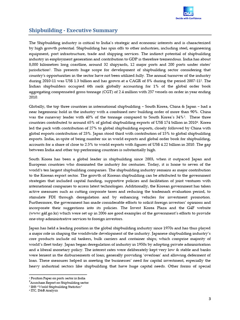 Shipbuilding - Executive Summary | PDF | Foreign Direct Investment | Shipbuilding
