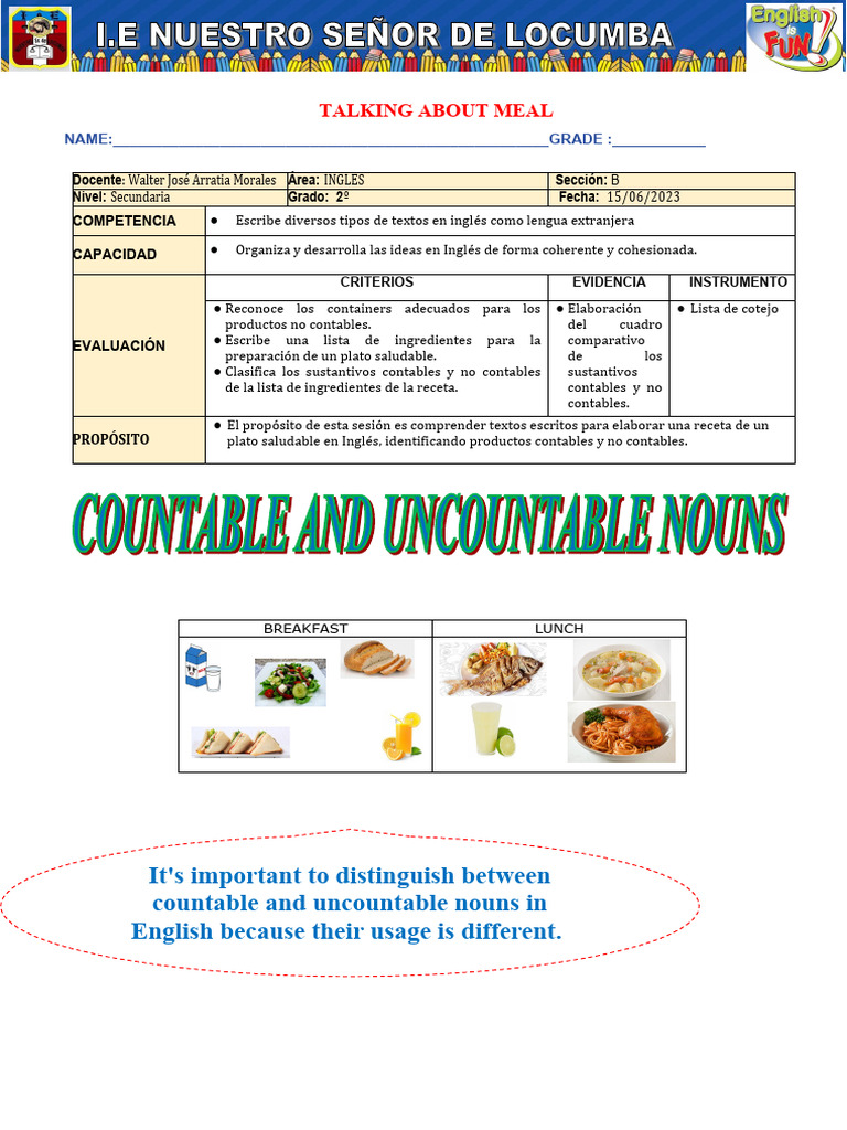 Countable vs Uncountable Nouns Guide | PDF | Grammar | Morphology