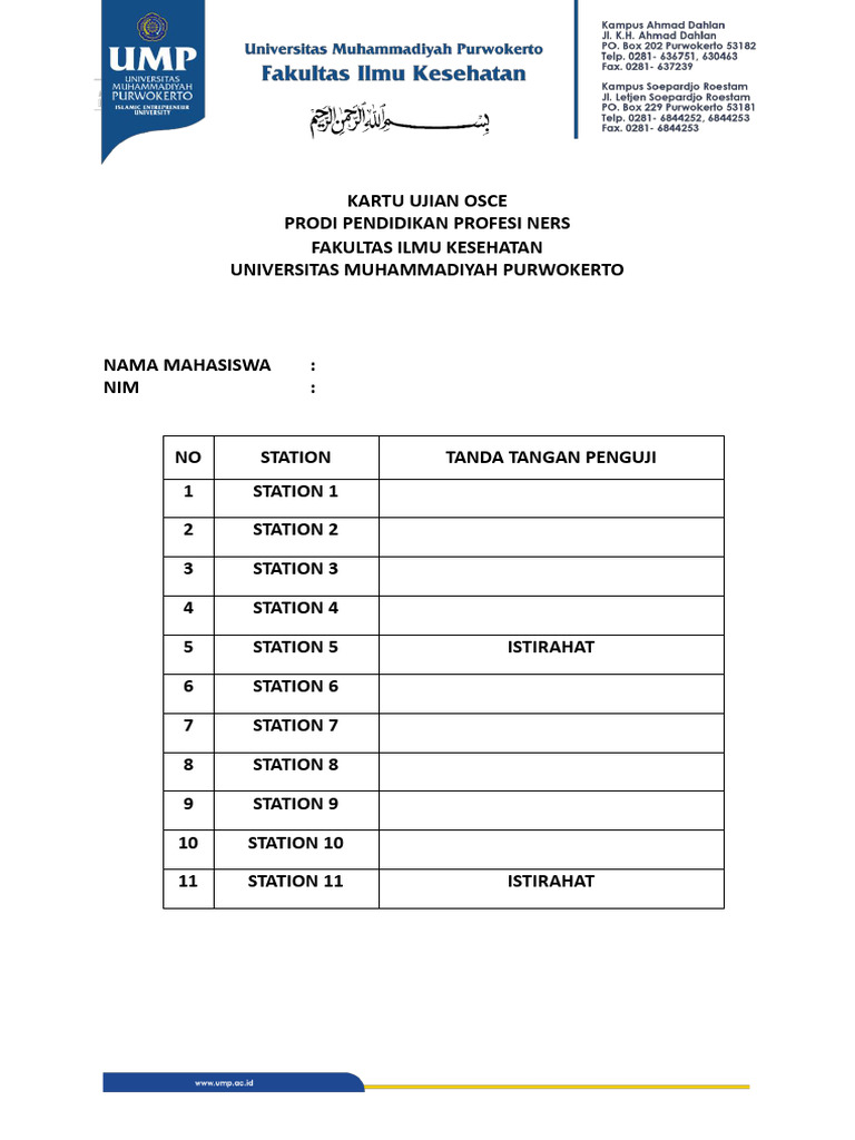 Kartu Ujian Osce | PDF