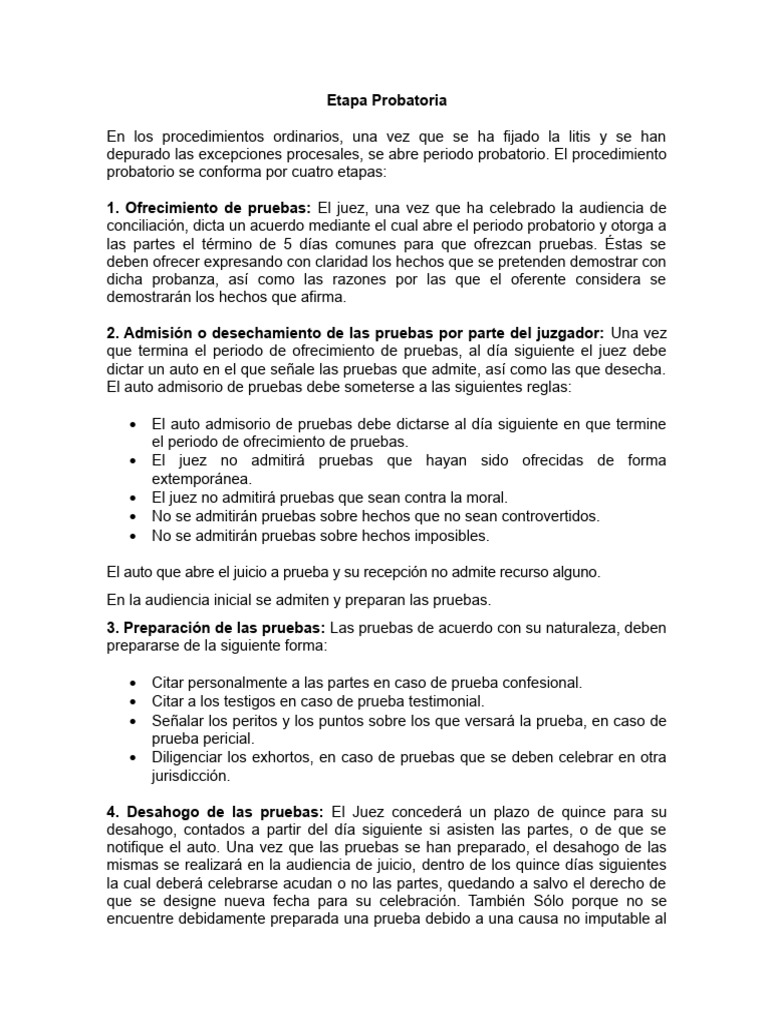 Etapa Probatoria | PDF | Evidencia (ley) | Separación de poderes