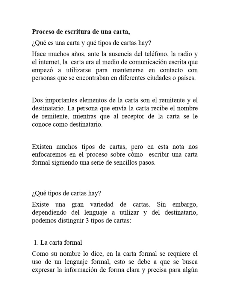 Proceso de Escritura de Una Carta | PDF | Comunicación | Escritura