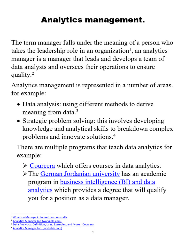 Analytics management | PDF