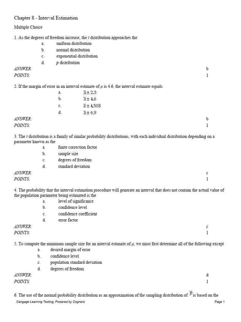 Chapter 8 Interval Estimation | PDF | Sample Size Determination | Normal Distribution