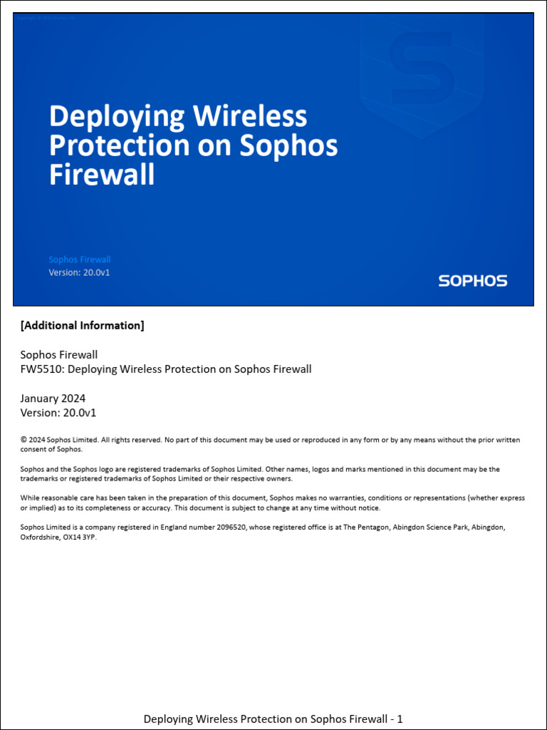 FW5510 20.0v1 Deploying Wireless Protection On Sophos Firewall | PDF ...
