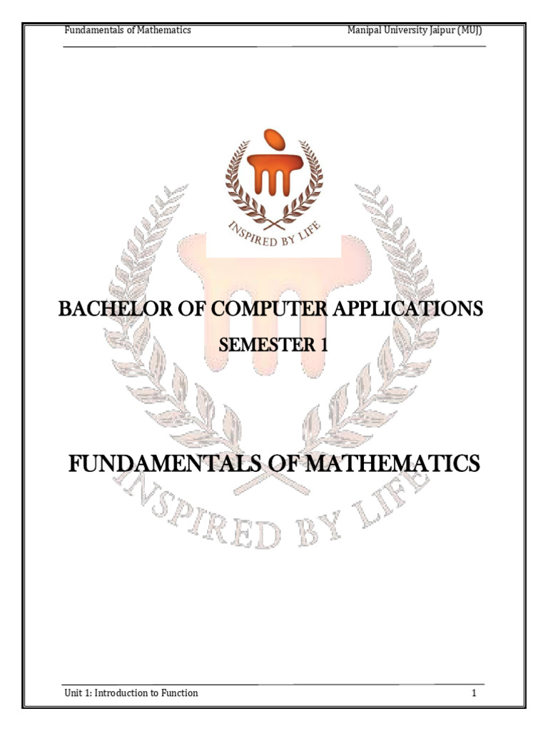 Fundamentals of Mathematics Unit 1 - V1 | PDF | Function (Mathematics) | Set (Mathematics)