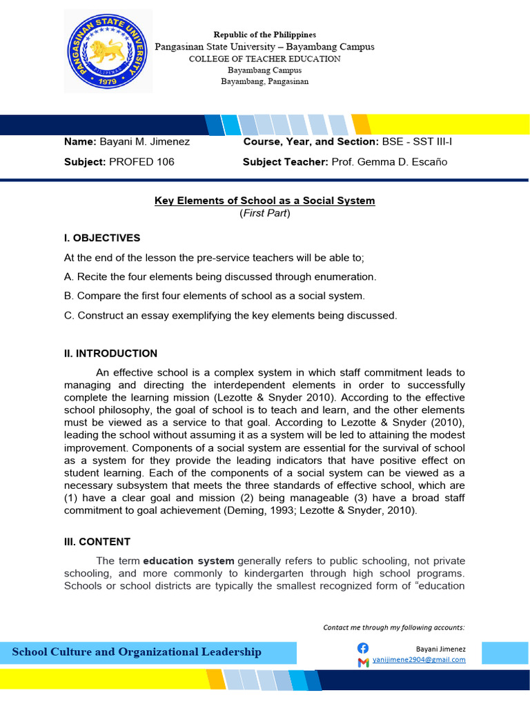 Jimenez Bayani SST 3 1 Written Report Proed 106 | PDF | Teachers ...