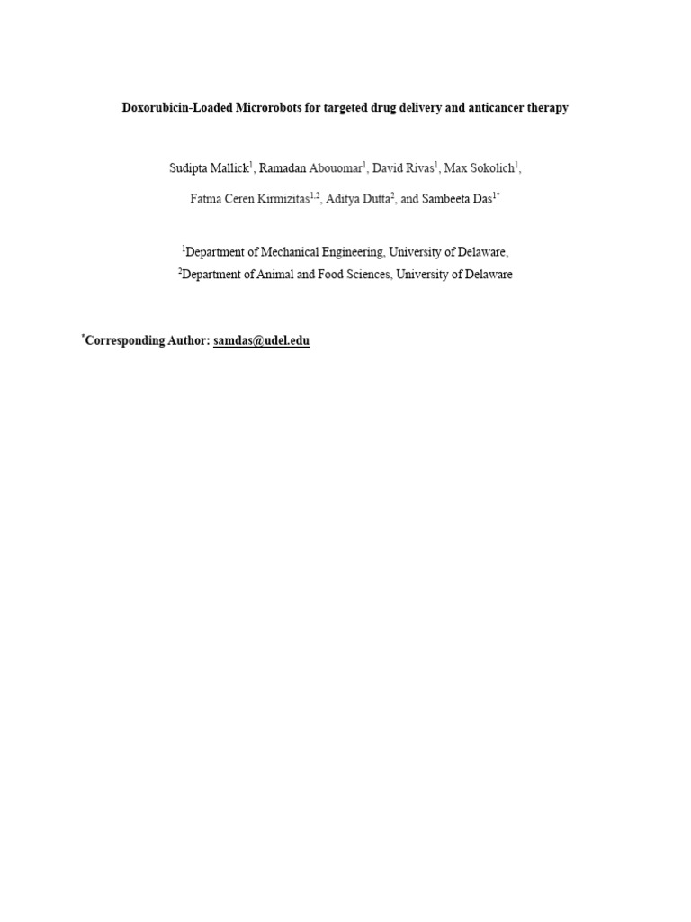 Revised Doxorubicin Manuscript-Sambeeta Das | PDF | Microscope | Chemotherapy