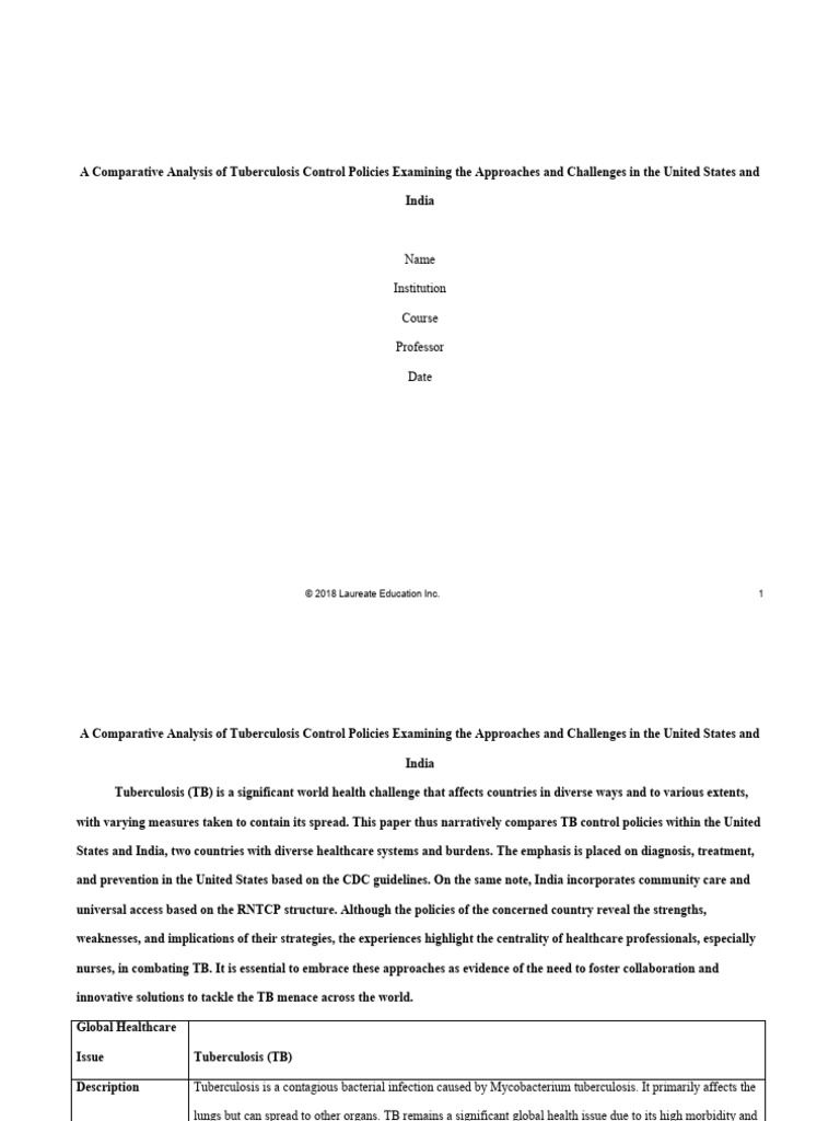 Usw1 Nurs 6050 Global+Health+Comparison Matrix Template | PDF ...