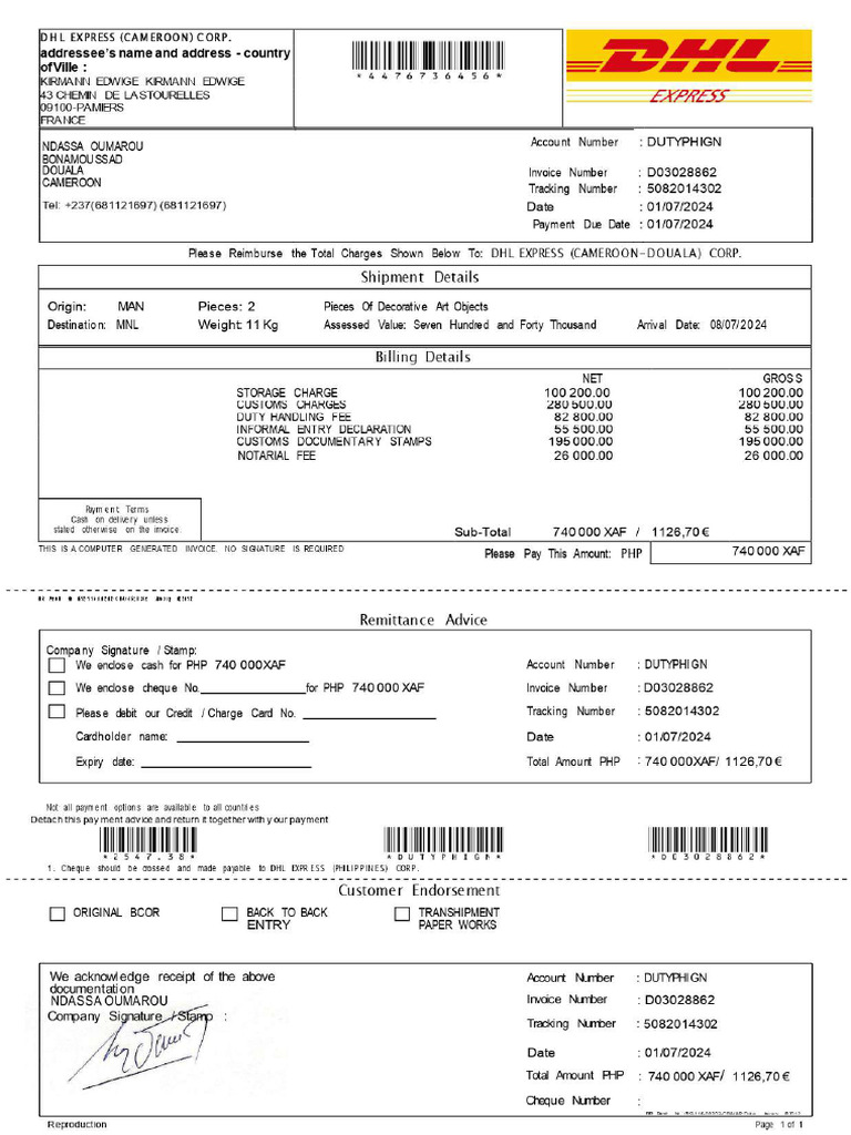 DHL Inbound Charges | PDF