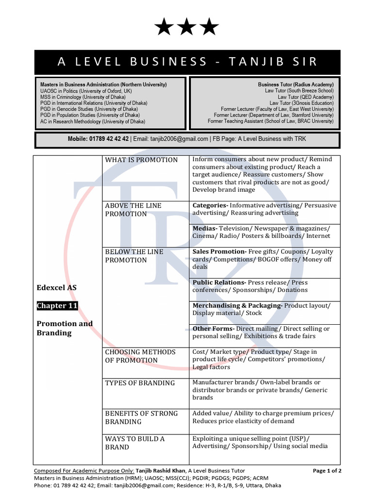 IAL 11. Promotion and Branding (TRK-AS) | PDF | Advertising | Brand