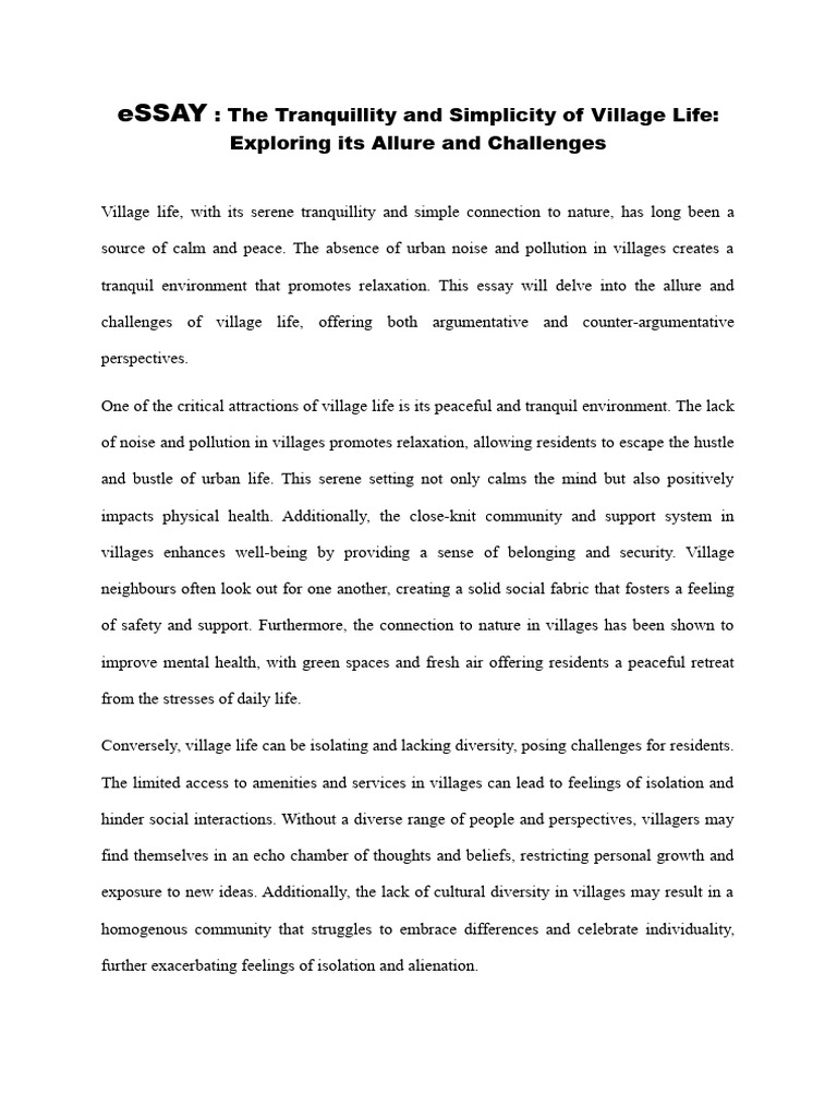 eSSAY: The Tranquillity and Simplicity of Village Life: Exploring Its ...