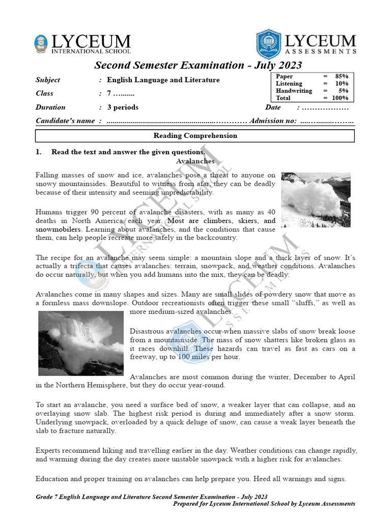 Grade 7 English Pdf Snow Linguistics