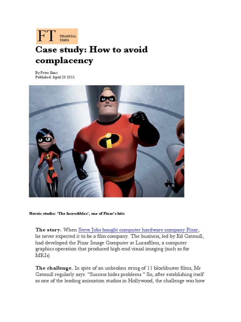 Case Study How To Avoid Complacency 1 | Download Free PDF | Pixar ...
