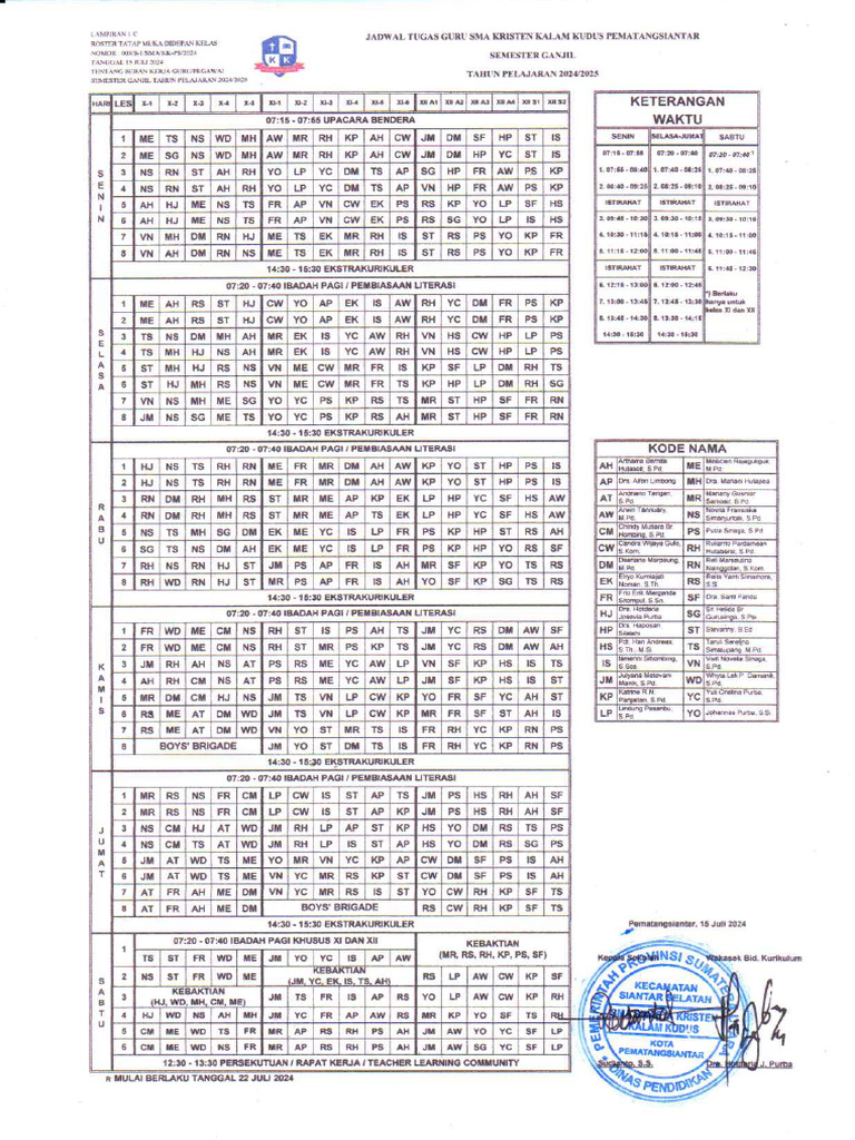 Roster GMP Semester Ganjil T.P. 2024-2025 | PDF