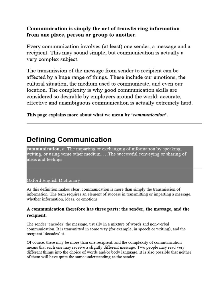 Communication Skills Notes 1 | PDF | Communication | Information
