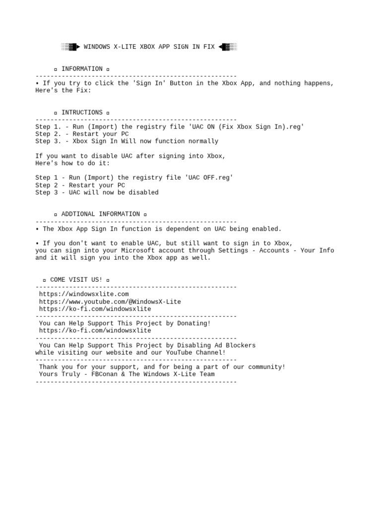 Fix Xbox Sign in Info | PDF