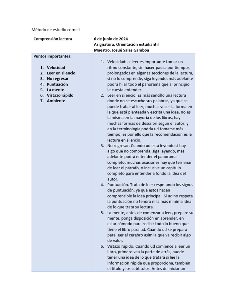 Cuadro Cornell | PDF