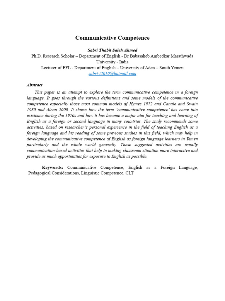 Communicative Competence | PDF