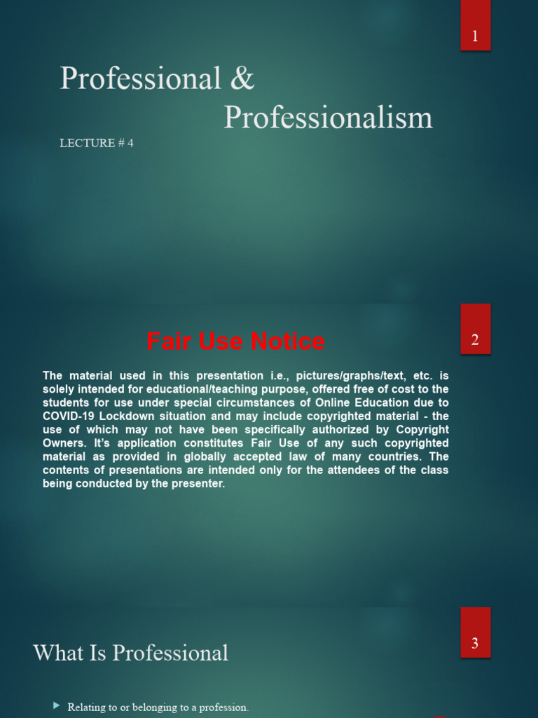 4 Professional & Professionalism | PDF | Virtue | Attitude (Psychology)