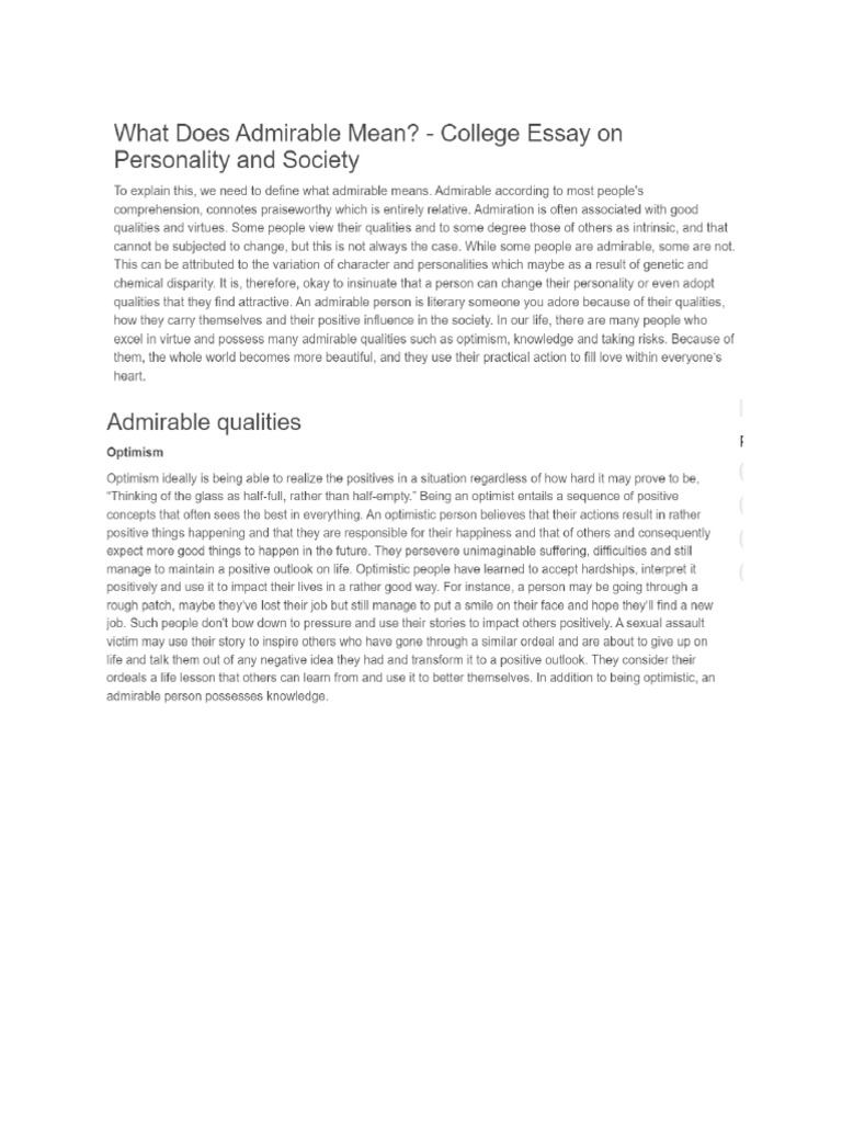 Key Traits of Admirable Individuals | PDF | Empathy | Integrity