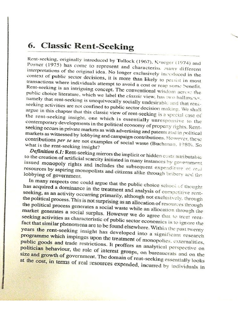 Rent Seeking Activities | PDF
