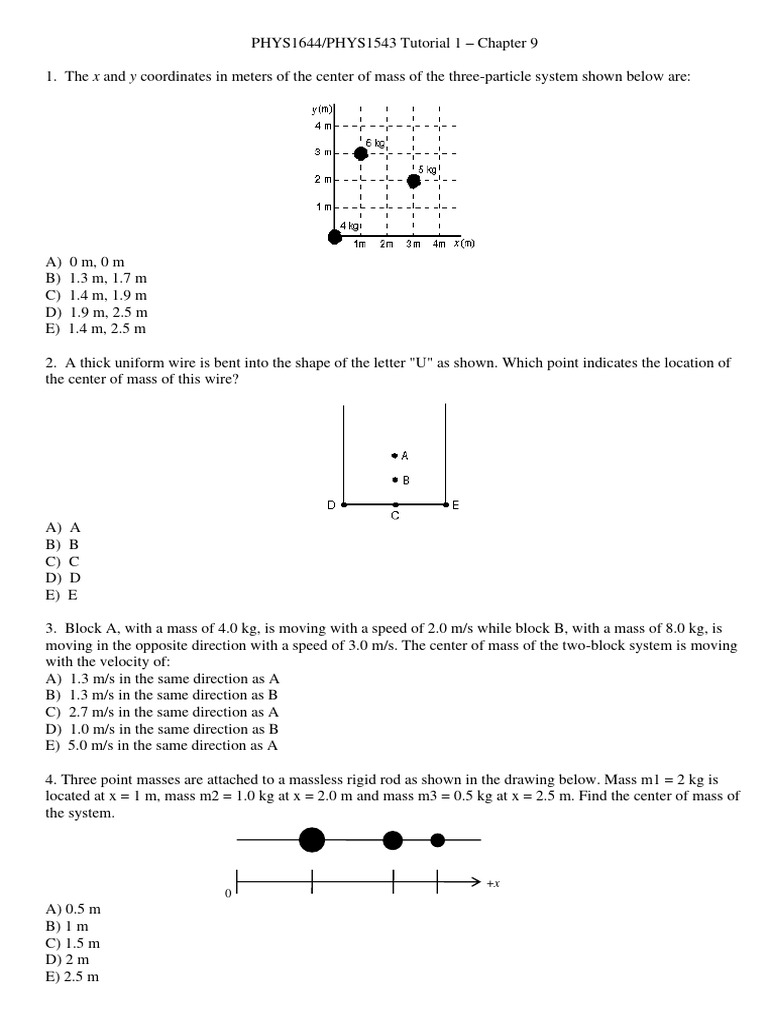 Chapter 9 Tut 2023 Questions | PDF | Momentum | Collision