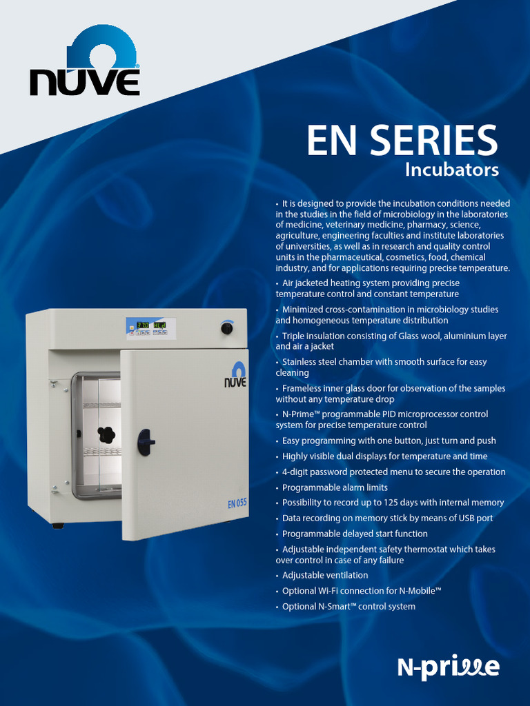 FICHA TECNICA INCUBADORA Nuve-Catalogue-EN055-120EN | PDF | Temperature | Materials