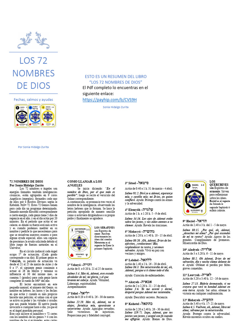 Los 72 Nombres de Dios | PDF | Salmos | Biblia hebrea