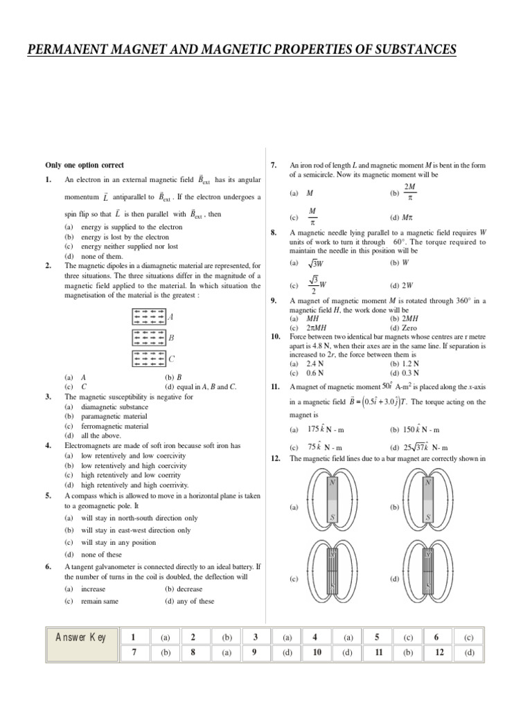 Permanent Magnet & Megnetic Properties of Substances | PDF | Magnetism ...