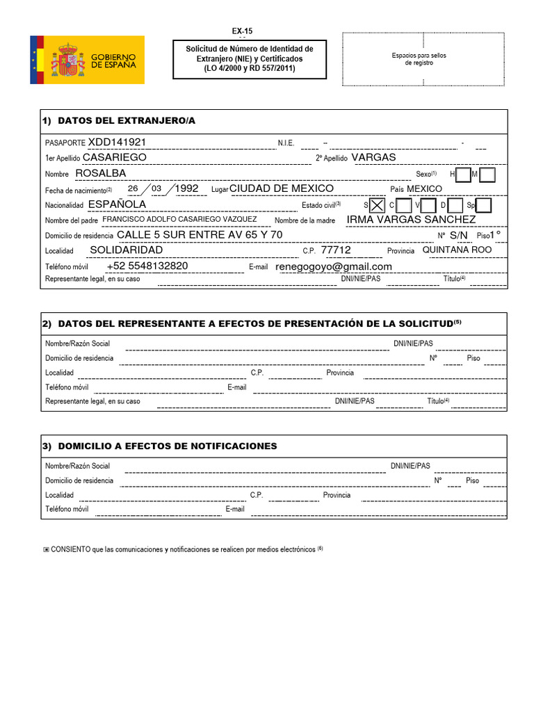 15-Formulario NIE y Certificados | PDF | Documento de identidad | Gobierno