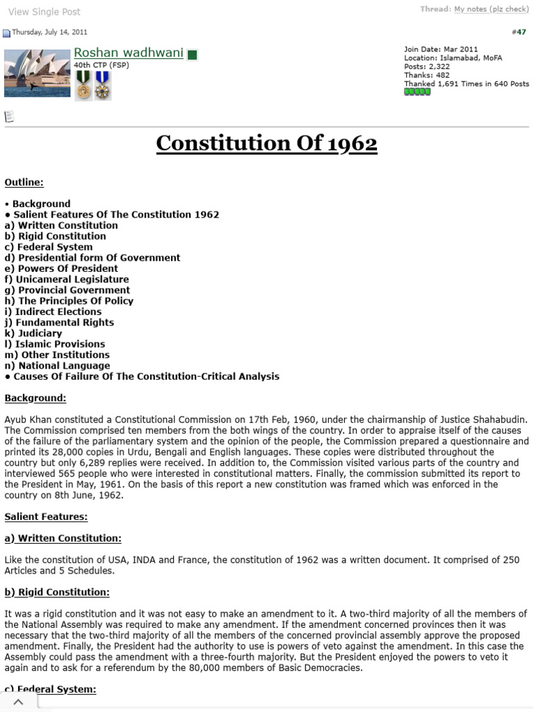 Constitution of 1962 Overview | PDF | Government | Political Science