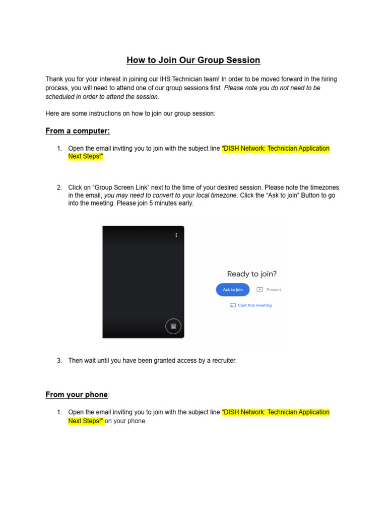 IHS - How To Join Our Group Session | PDF