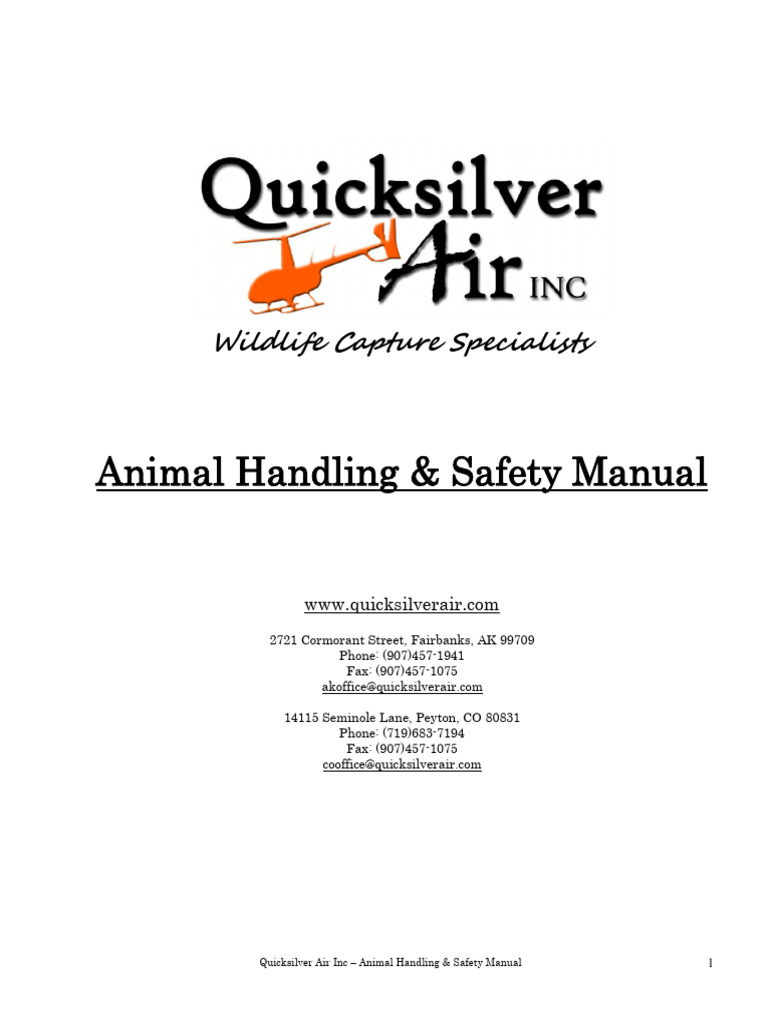 Animal Handing Safety Manual | PDF | Helicopter | Aircraft