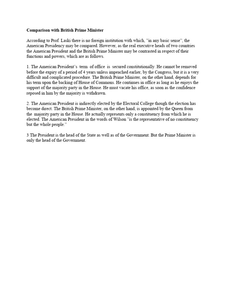 President vs. Prime Minister: A Comparison | PDF | Presidents Of The ...