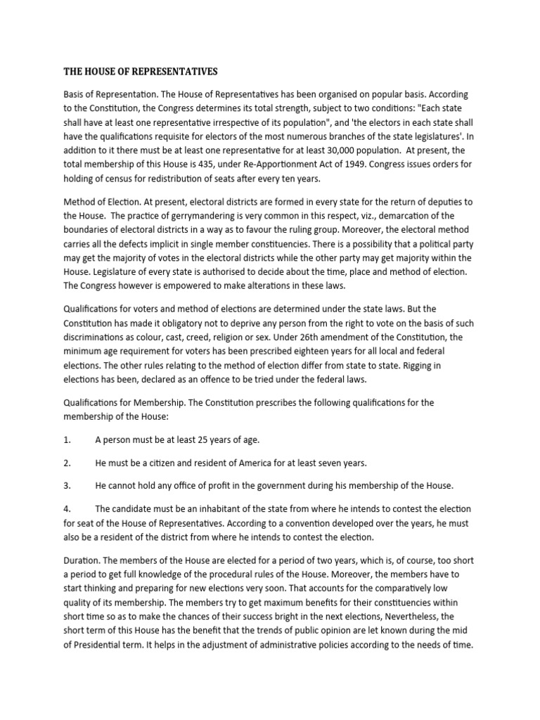 The House of Representatives and Its Power and Functions. | PDF ...