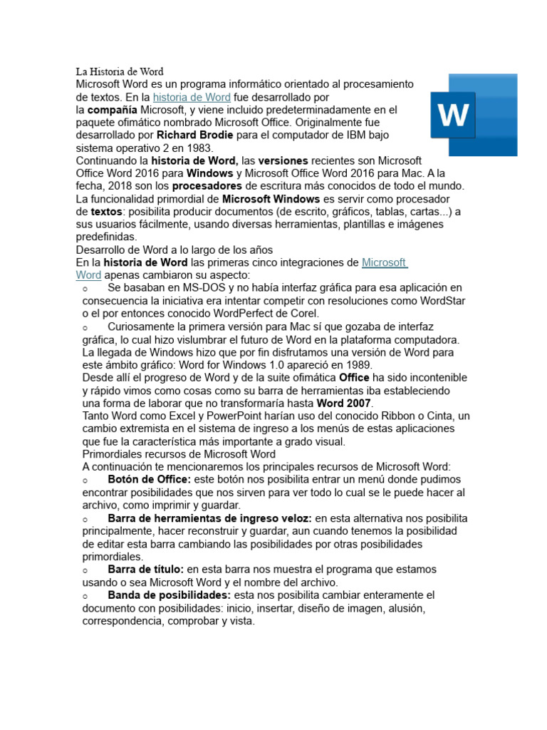 Historia de Word | PDF | Microsoft Word | Microsoft Office